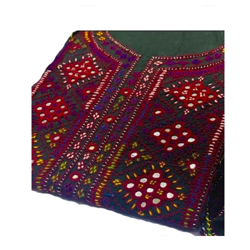 Hand Embroidered Needle Work 3pc Unstitched Suit (Black)