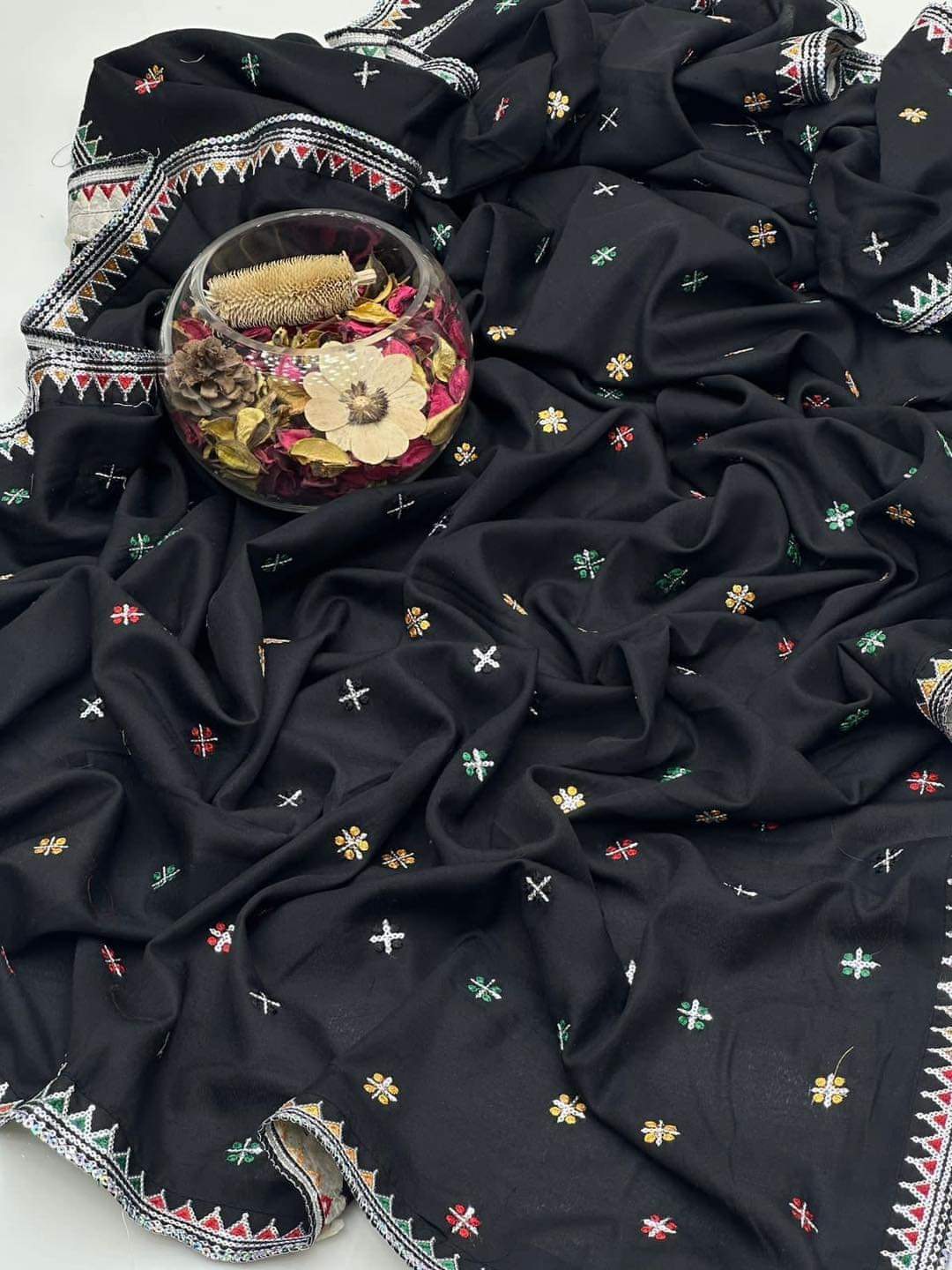 Benazir Embroidered Chadar-Black