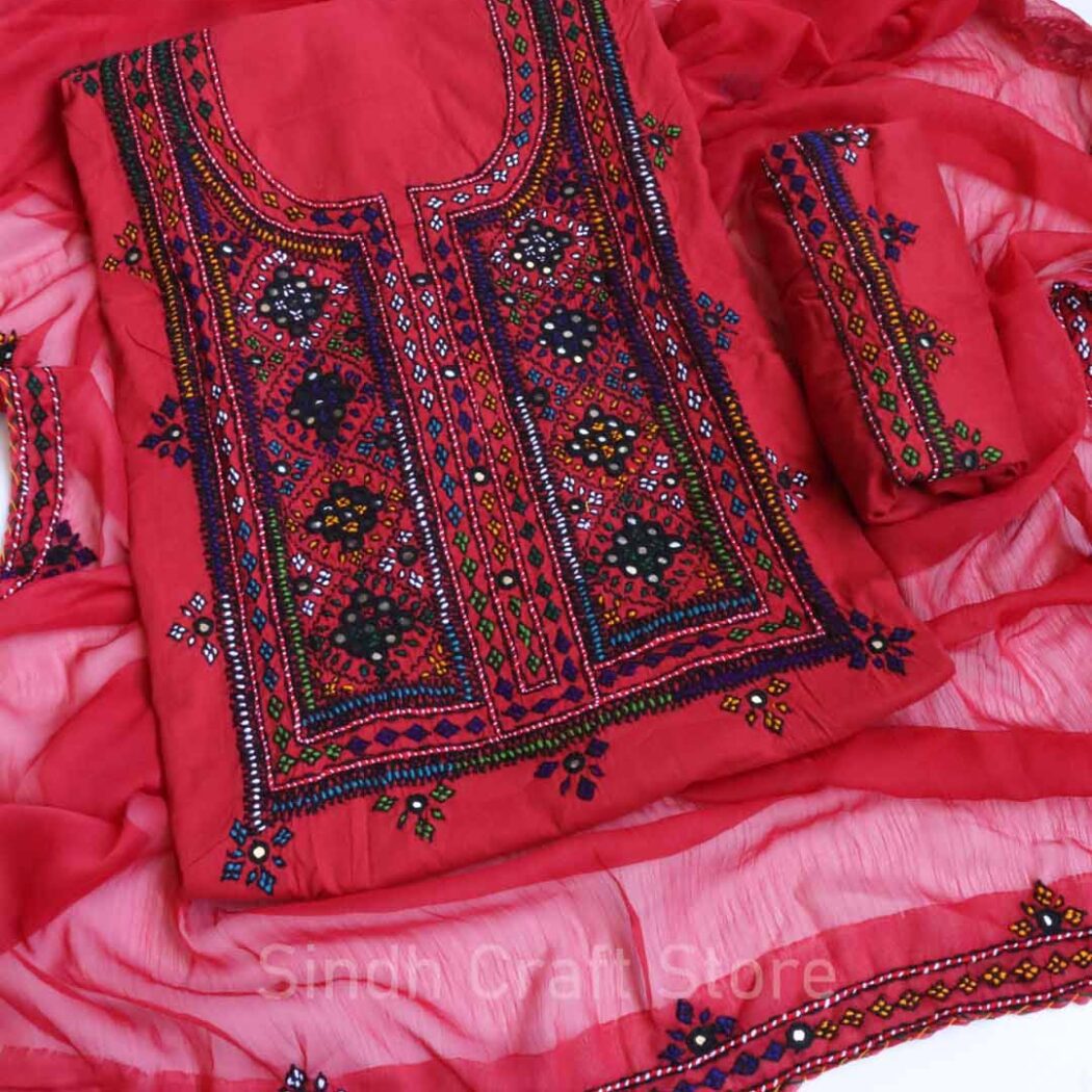 Hand Embroidered Needled Work 3pc Suit